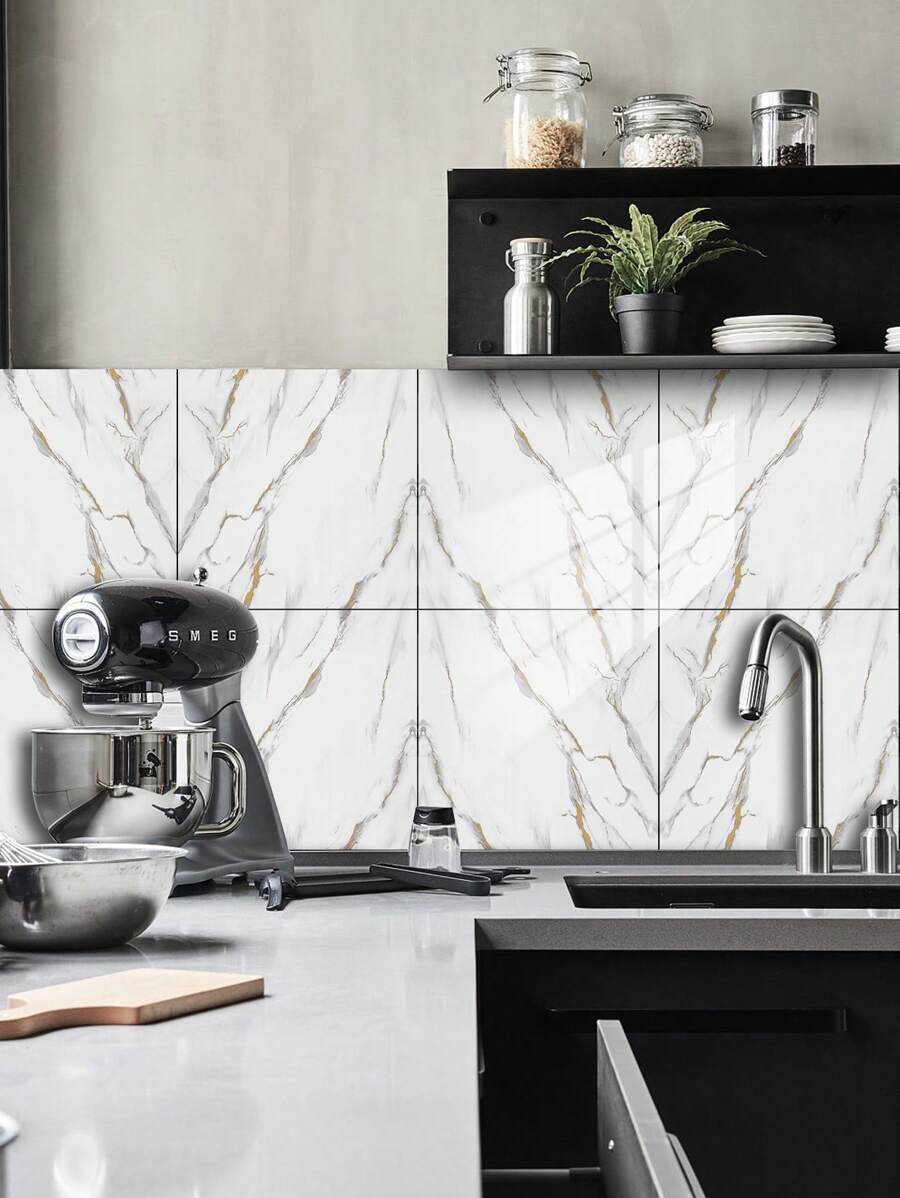 10pcs White Self-Adhesive Kitchen Stickers, Waterproof And Oil-Proof ...