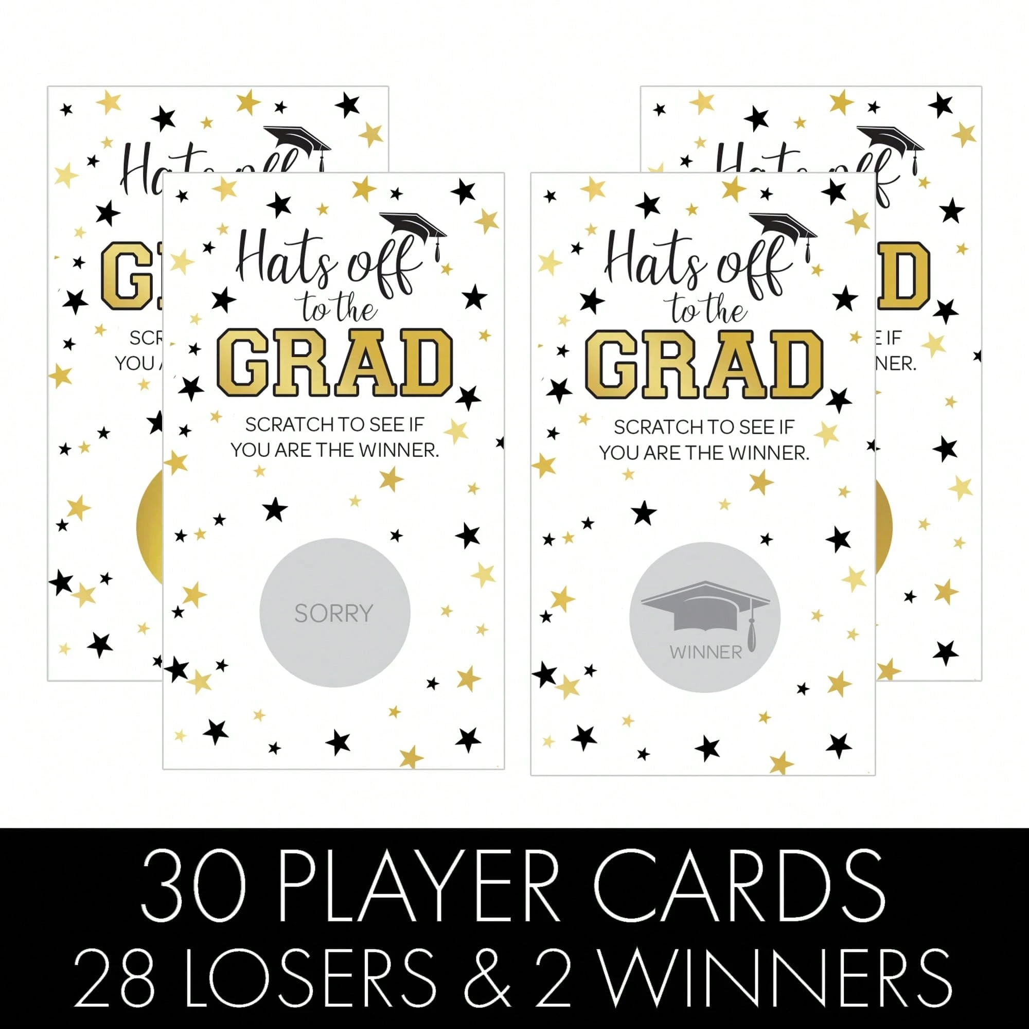 30 cartes Jeu de grattage blanc et or pour la fête de graduation, jeux ...