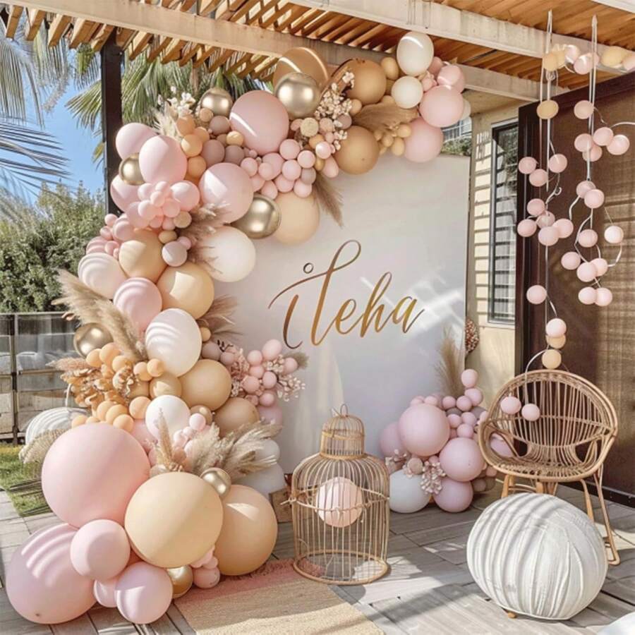 146pcs Light Pink Balloon Arch Set, Light Pink Balloons White Nude ...