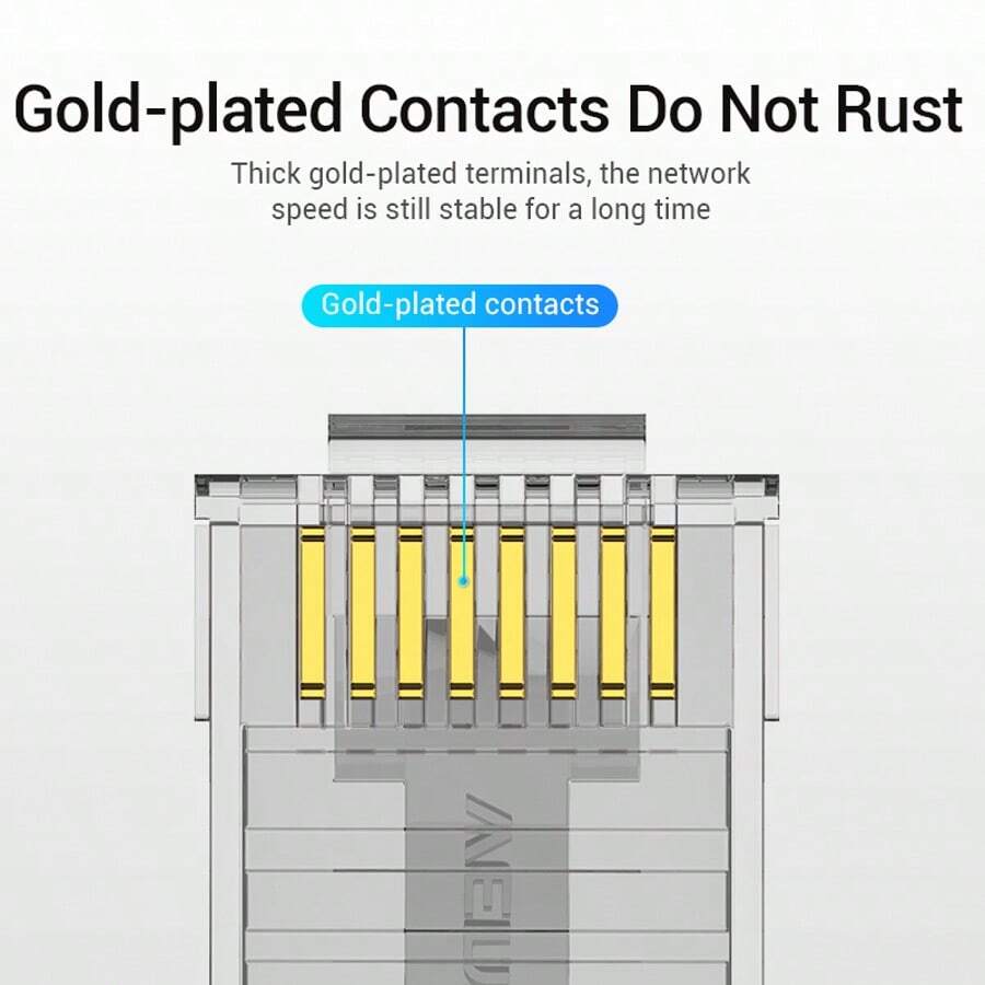 VENTION Cat.6 UTP RJ45 Modular Plug Transparent, 23~26AWG, PC Material ...