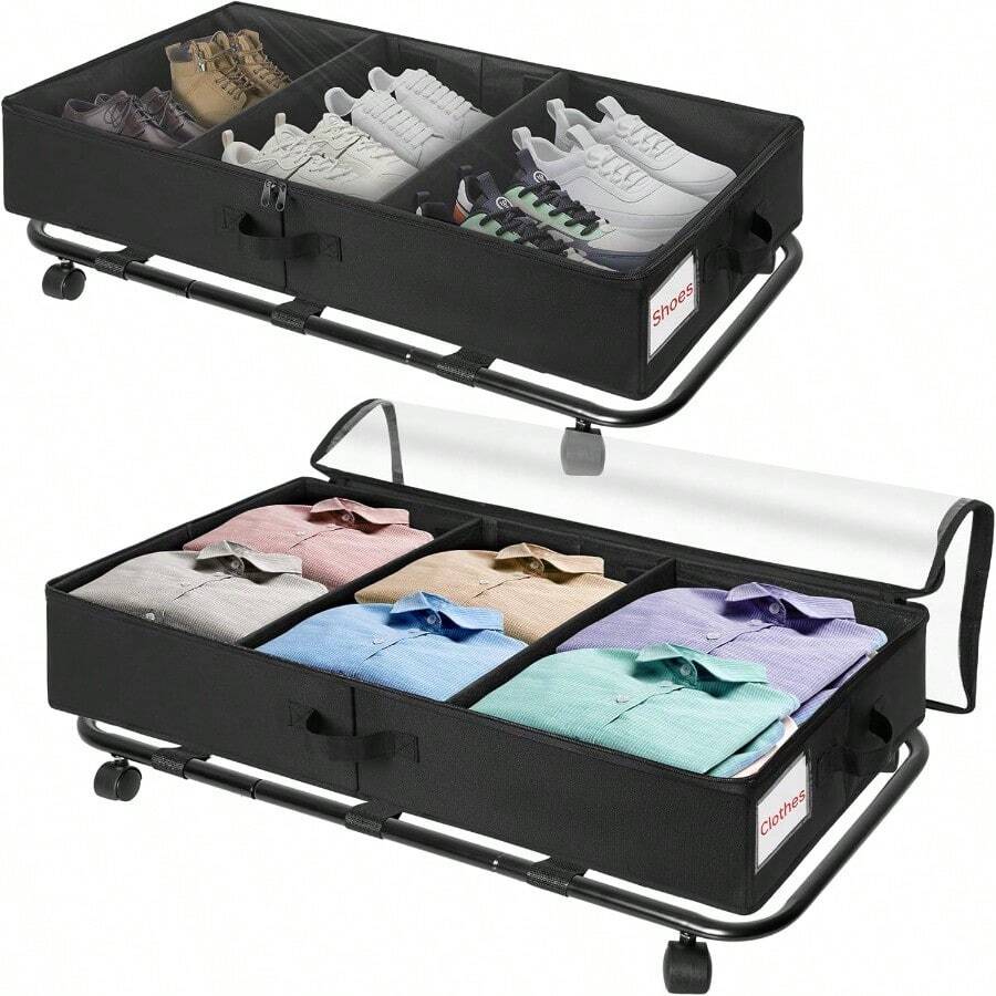 Under Bed Storage With Wheels 49L Underbed Storage Containers With Lids ...