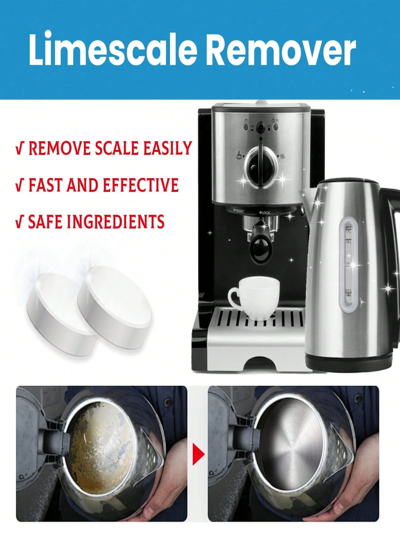 Limescale Cleaning Effervescent Tablets, Remove Stubborn Limescale And ...