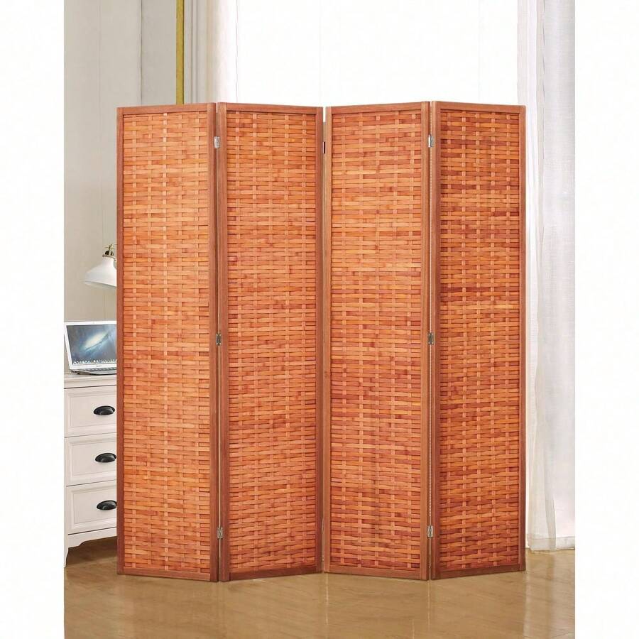 6ft. Tall Extra Wide Folding Privacy Screens With Diamond Double-Weave ...