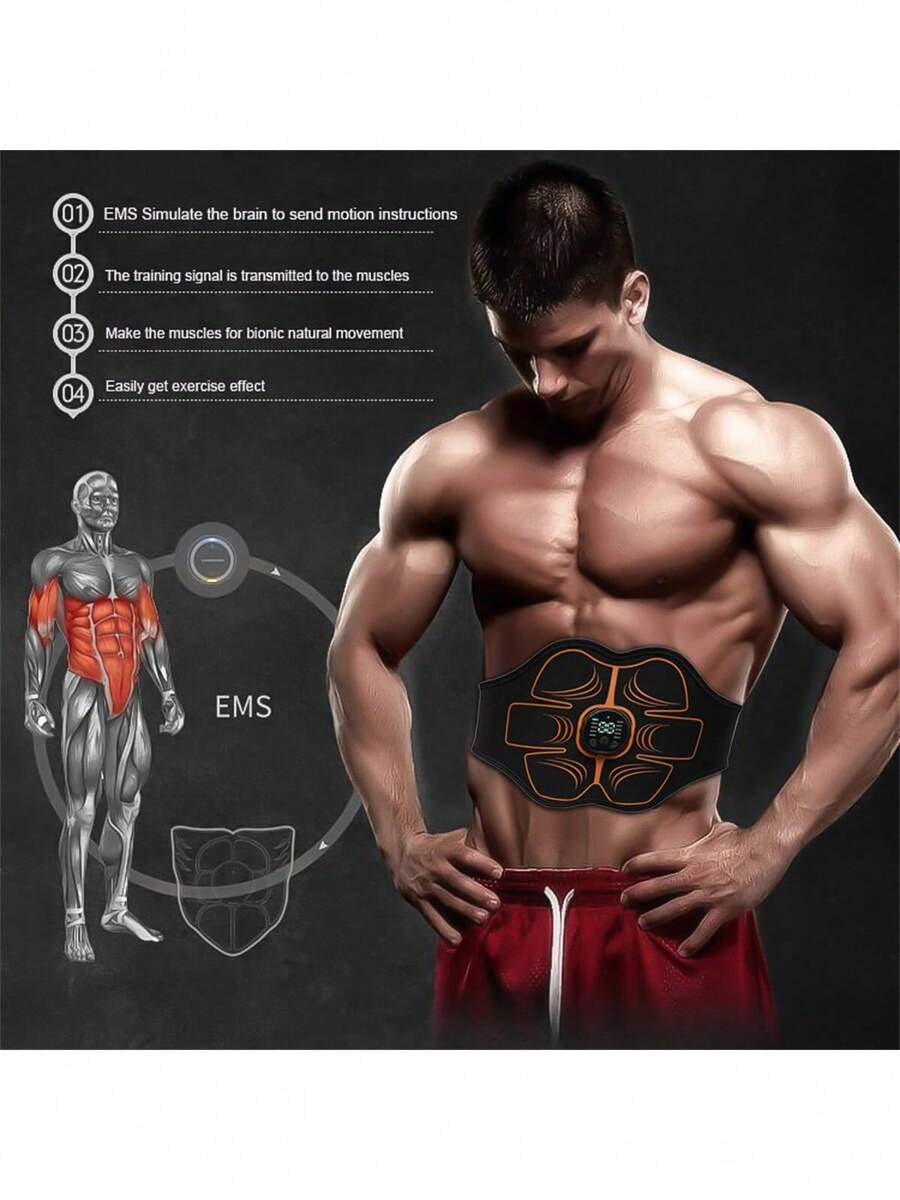 Abs Trainer EMS Abdominal Muscle Stimulator Electric Toning Belt USB ...