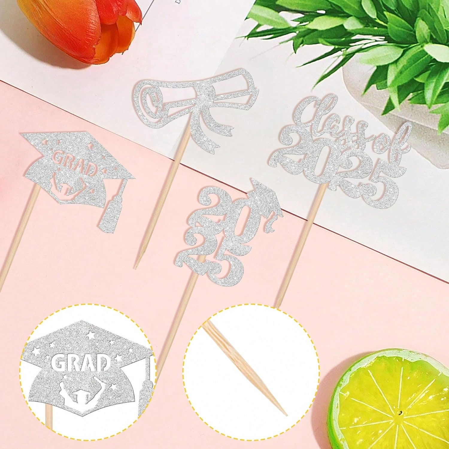 12 PCS 2025 Graduation Cupcake Toppers Glitter Class Of 2025 Diploma ...