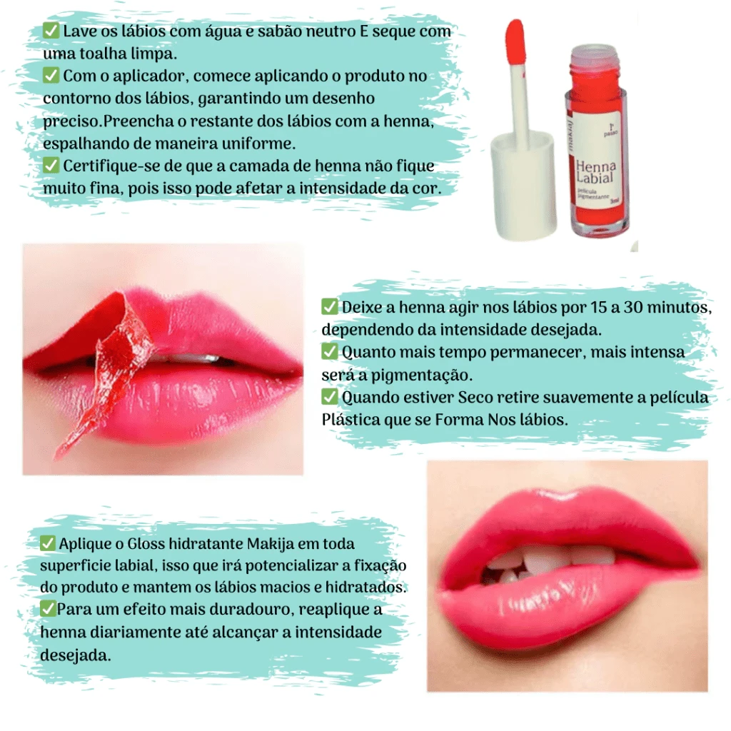 Kit C/2 Henna labial pigmentante Vermelha - Makiaj | SHEIN Brasil