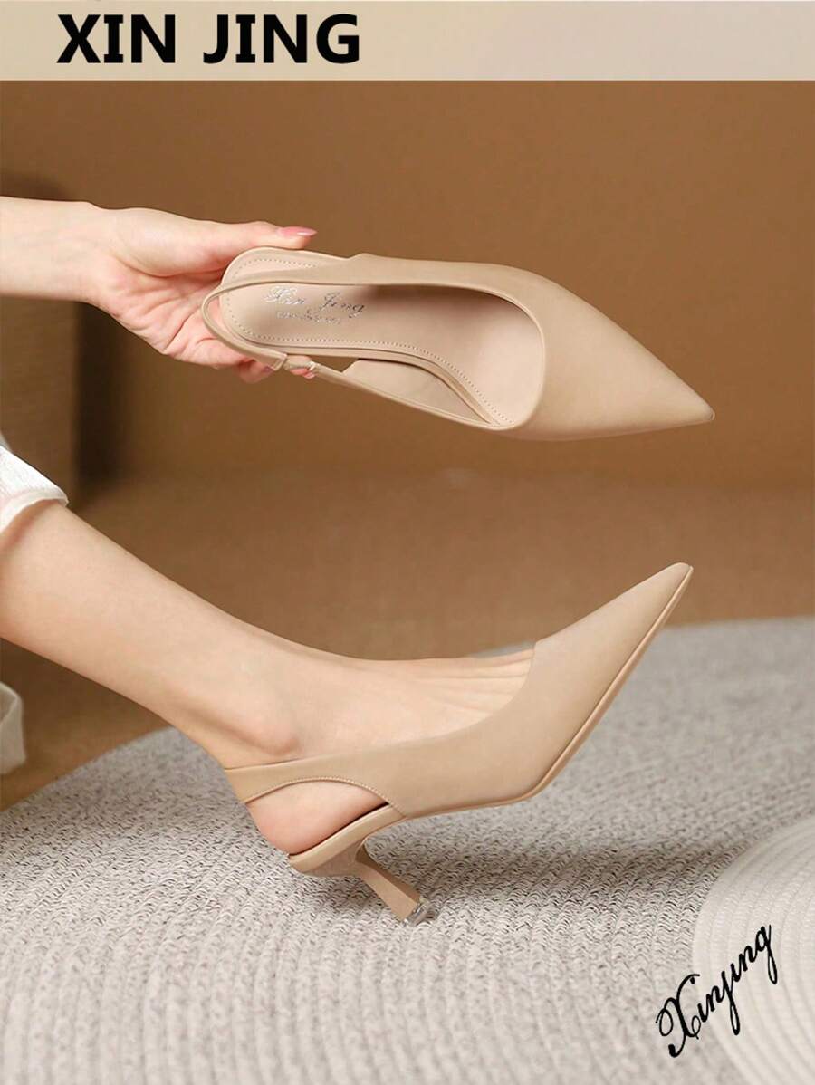 Women Minimalist Point Toe Pyramid Heeled Slingback Pumps, Glamorous ...