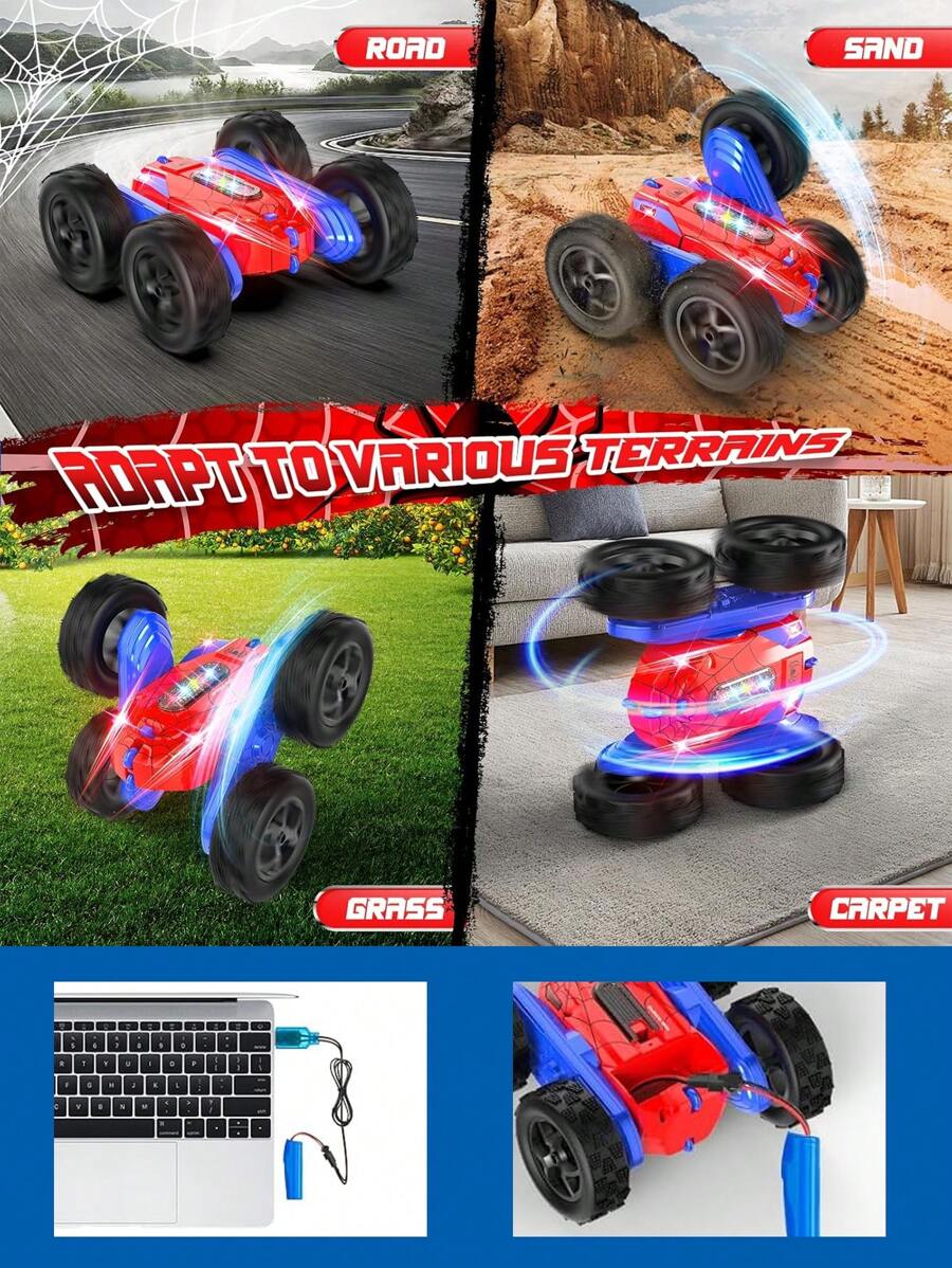1 pièce Voiture radiocommandée d'acrobatie d'araignée, voiture RC de cascade 4 roues motrices ...