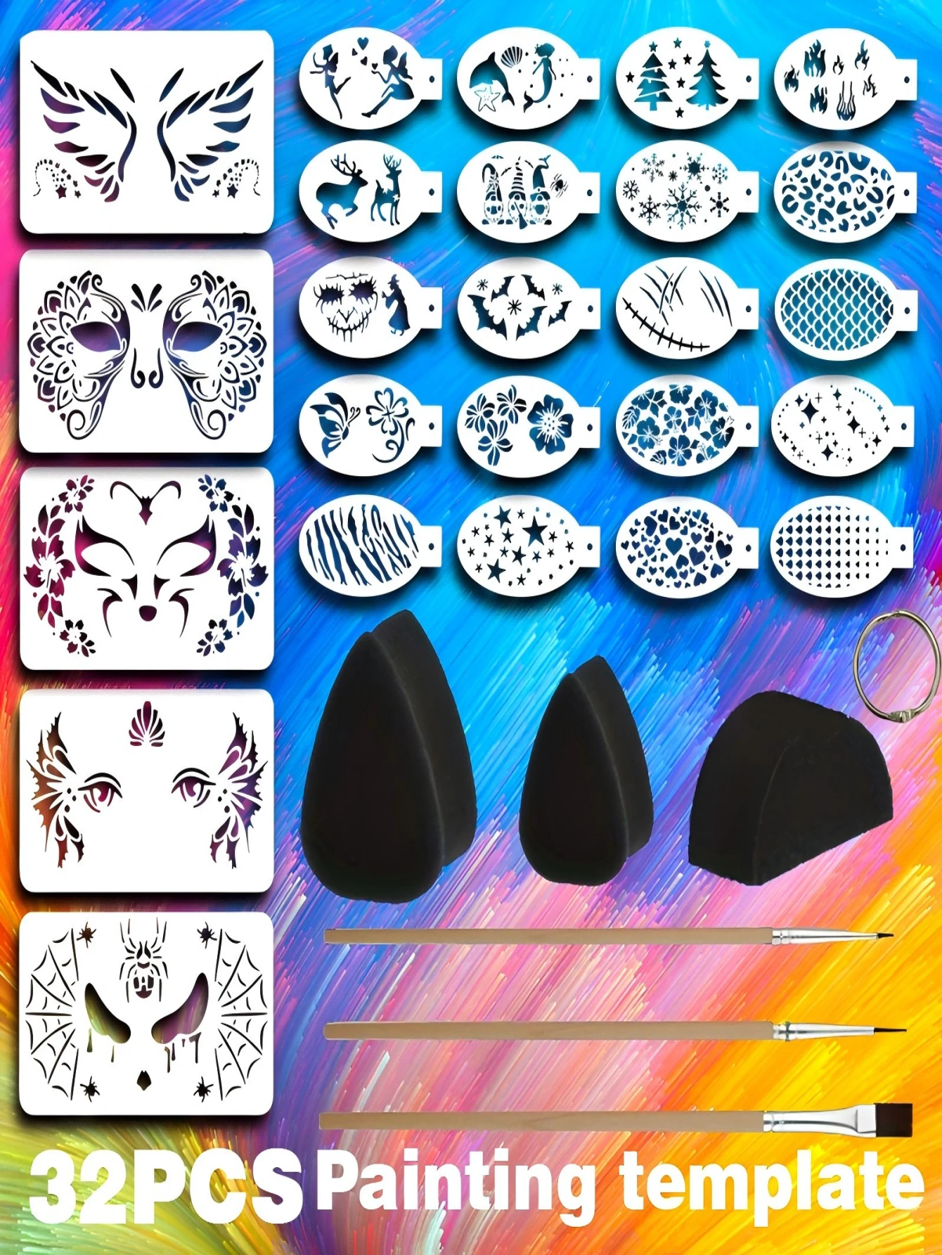 32pcs Colored Painting Template, Reusable Washable Milky White Template ...