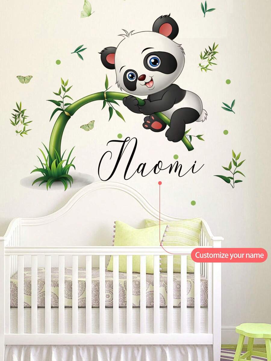 Personalized Panda Wall Sticker – Custom Name Nursery Decor For Kids ...