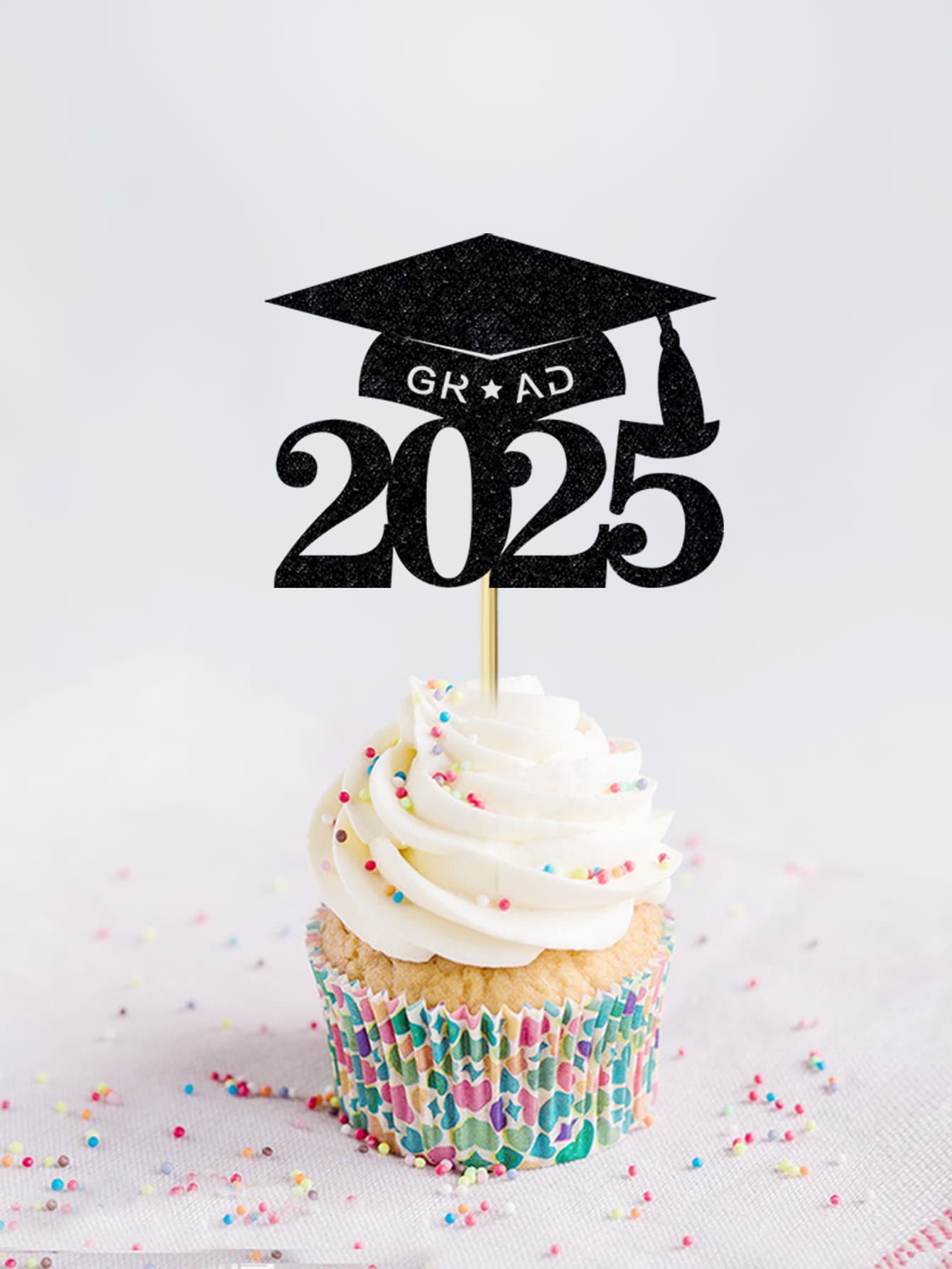 12pcs 2025 Graduation Cap Paper Cake Toppers, Congratulate 2025 ...