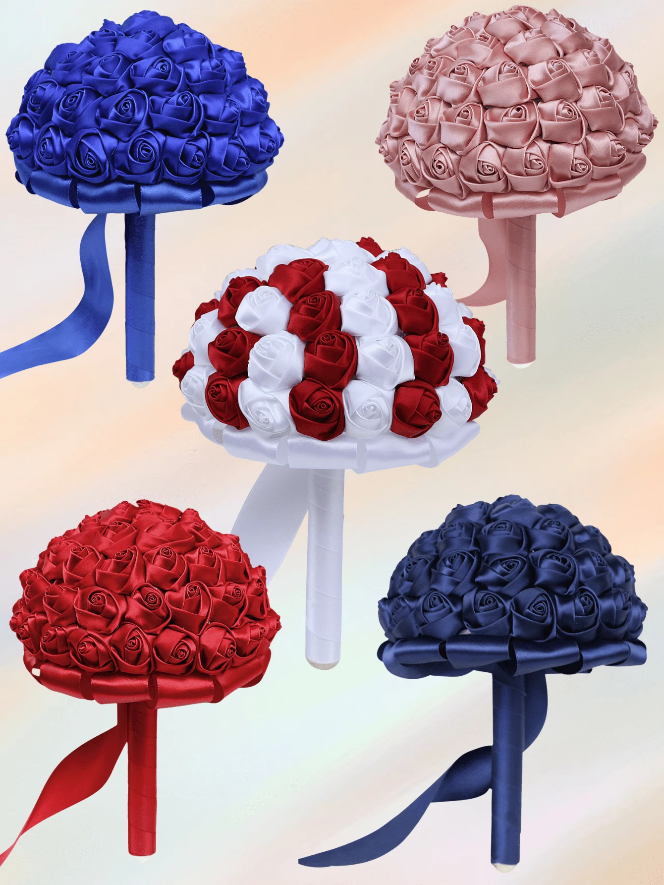 1 Bundle Elegant Handmade Satin Ribbon Rose Bouquet, Simple Yet Chic ...