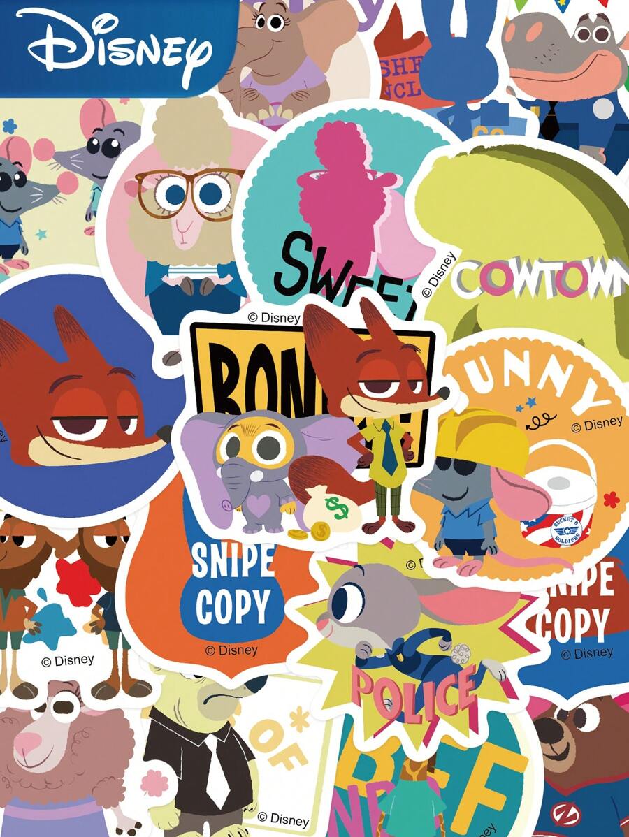 Disney 50pcs Disney Official Sticker, Zootropolis Stickers, Disney ...