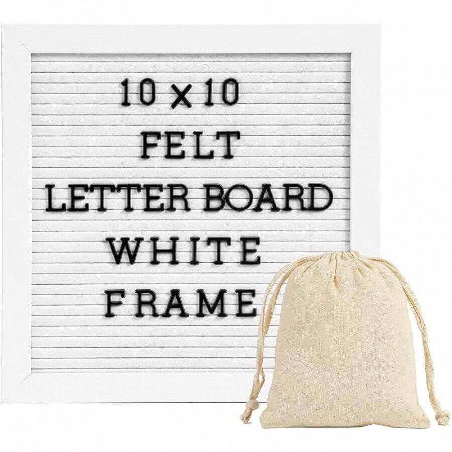 Letter Board Sign White Frame 10x10 - Felt Letter Board Baby ...
