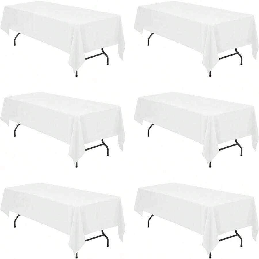 6-Pack White Tablecloths For 8-Foot Rectangular Tables (60x126 Inches ...
