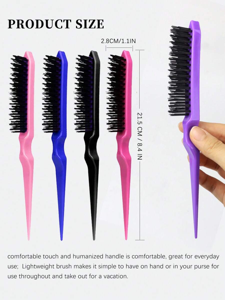 Teasing Brush For Fine Hair, Nylon Rat Tail Brush,Three Row Salon ...