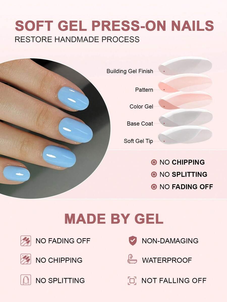Elevate Your Style With A Simple Blue Almond-Shaped Compression Nail ...