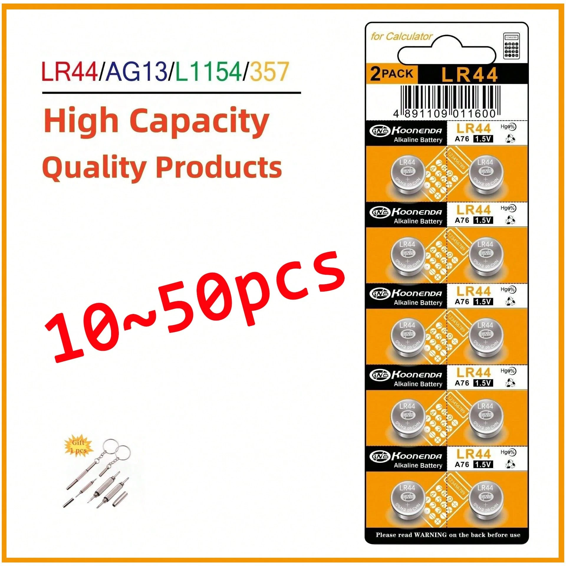 10-50 قطعة بطاريات LR44 عالية السعة L1154F AG13 SR44 A76 بطاريات قلوية تخريمية عالية الجودة 1.5 ...