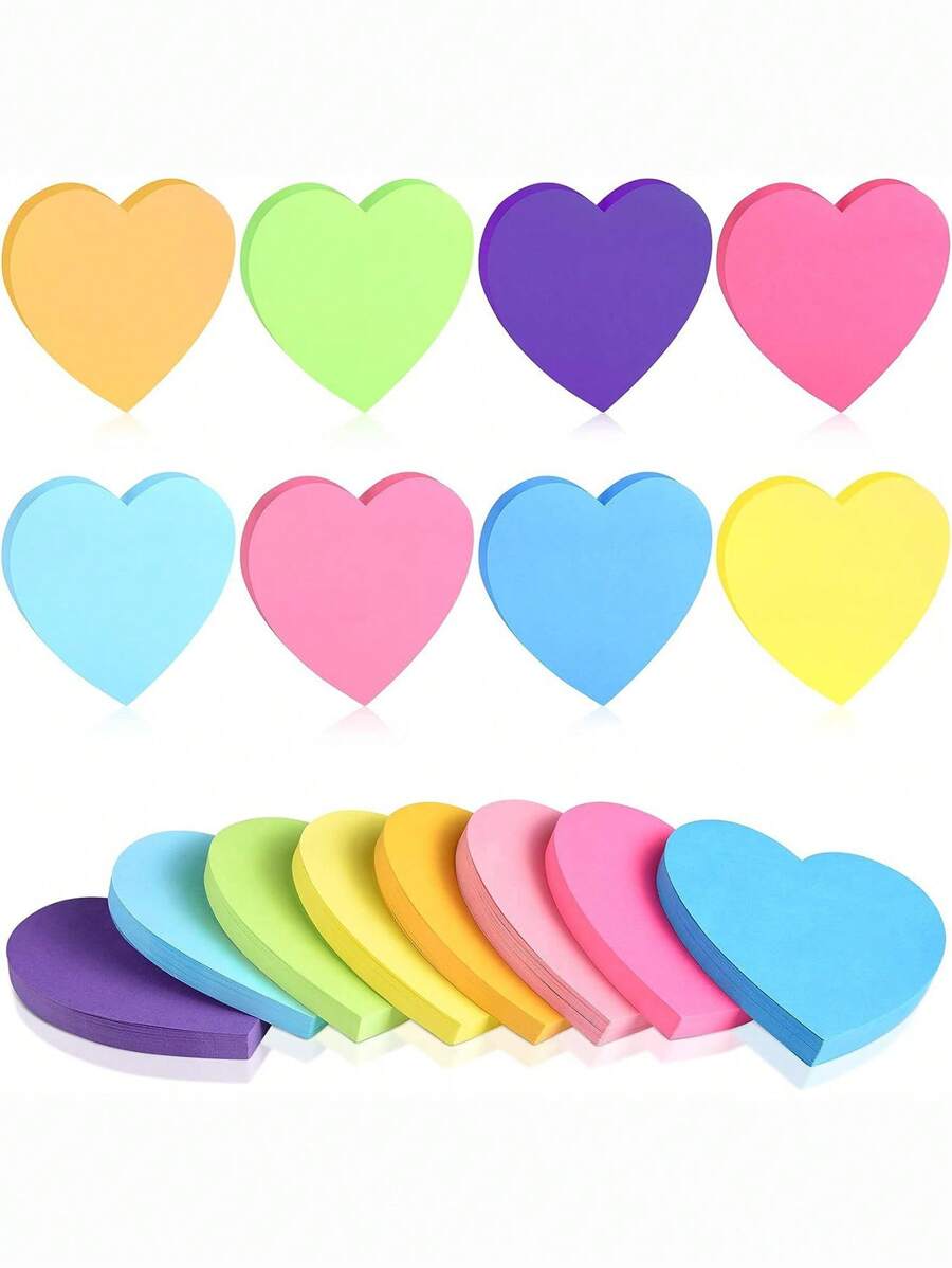 30 pièces Papier mémo coloré pratique avec autocollant en forme de cœur ...