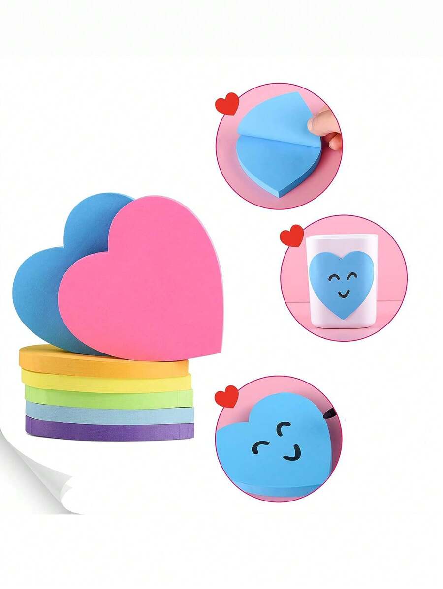 30 pièces Papier mémo coloré pratique avec autocollant en forme de cœur ...