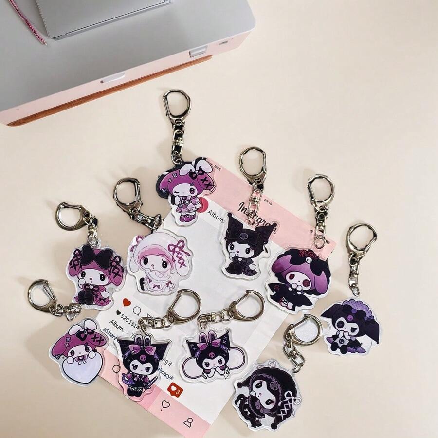 Sanrio 10 Pieces Set Of Genuine Sanrio Acrylic Cute Dark Style Cartoon ...