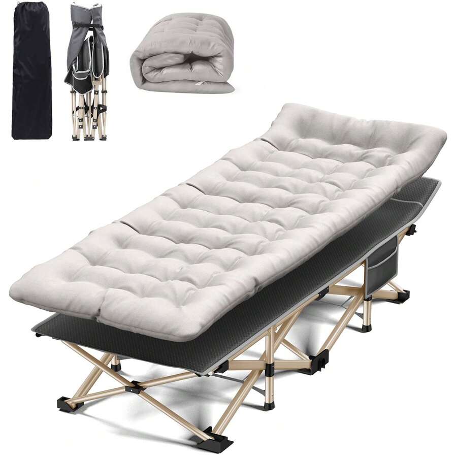 Portable Folding Camping Cot With Mattress And Carry Bag 75" X 28 ...
