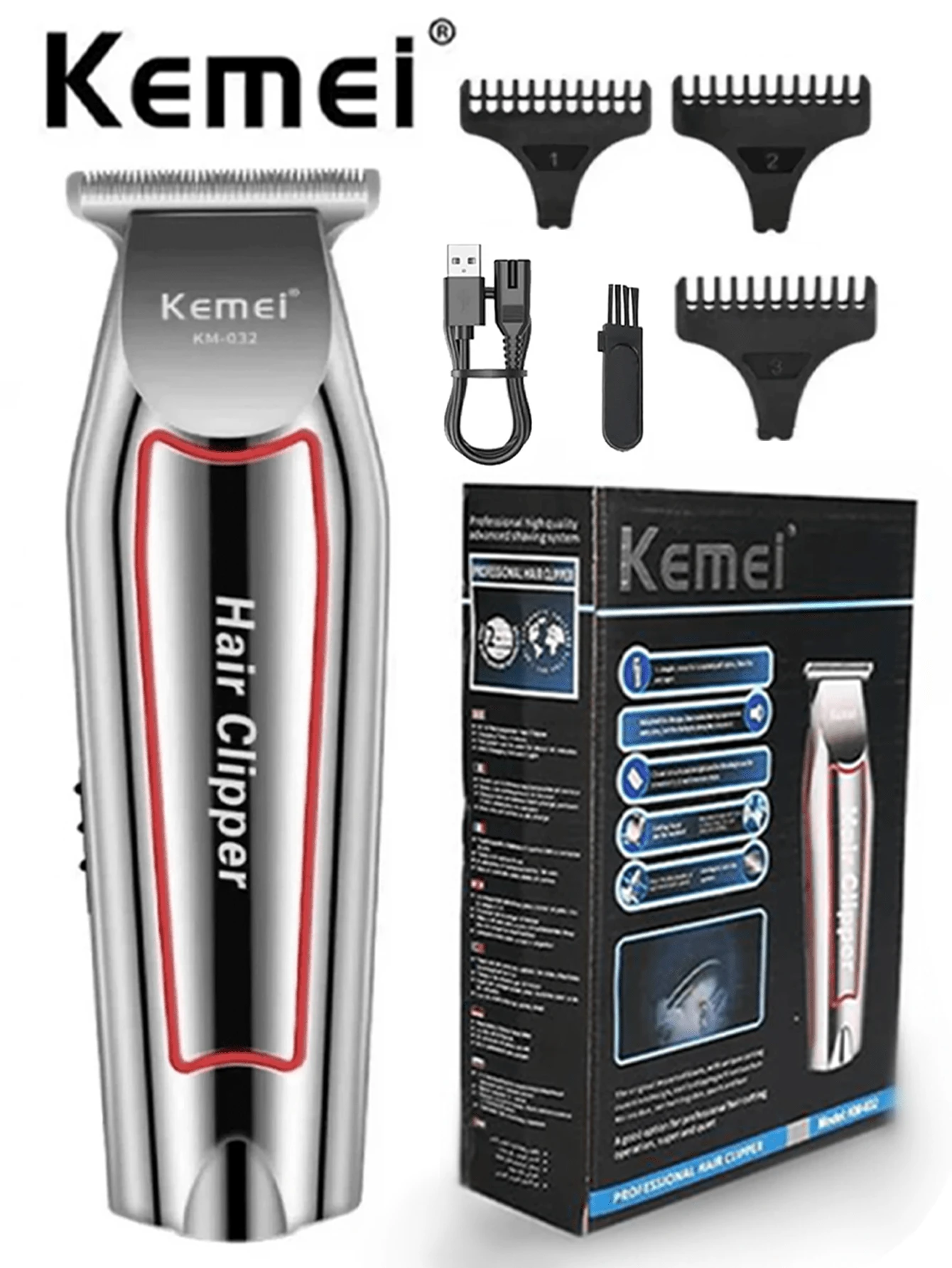 Kemei KM-032 Professional Hair Trimmer - Electric Beard Trimmer For Men ...