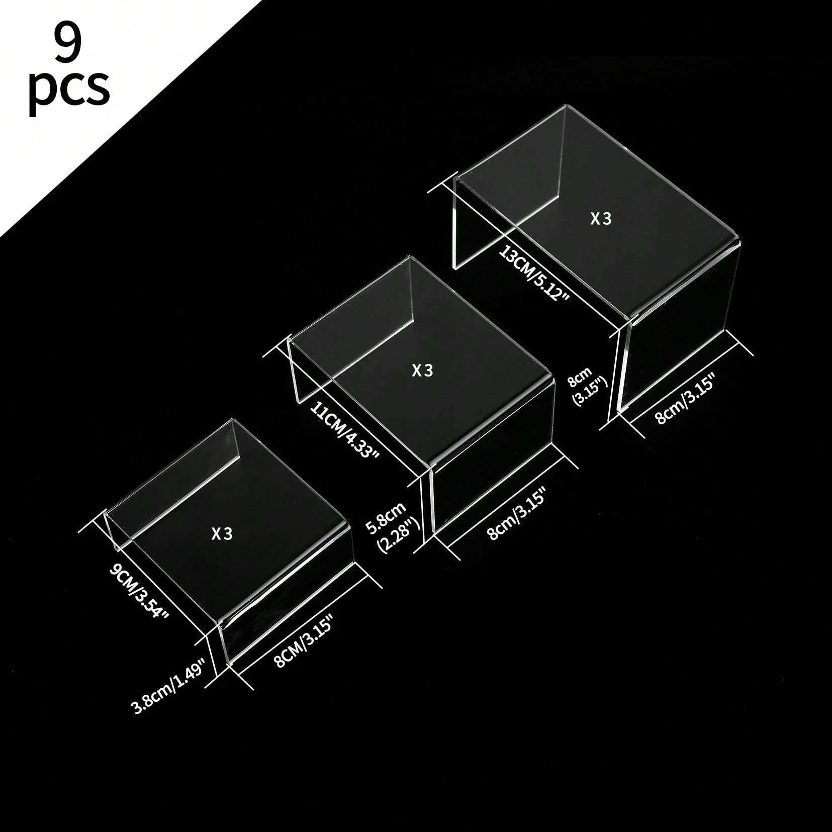 9 Pcs Clear Acrylic Display Risers, Jewelry Display Riser, Cupcakes ...