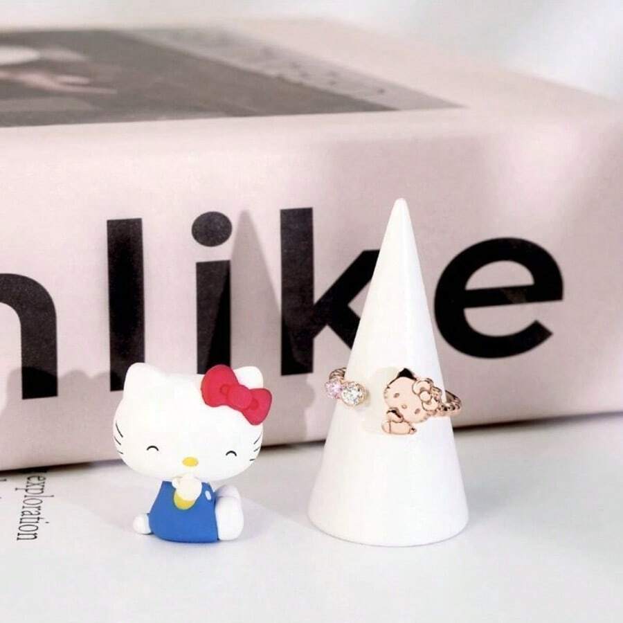 Sanrio 1pc Sanrio Kitty Cat Ring, Fashionable Cute Niche Design Minimalist Adjustable Opening ...