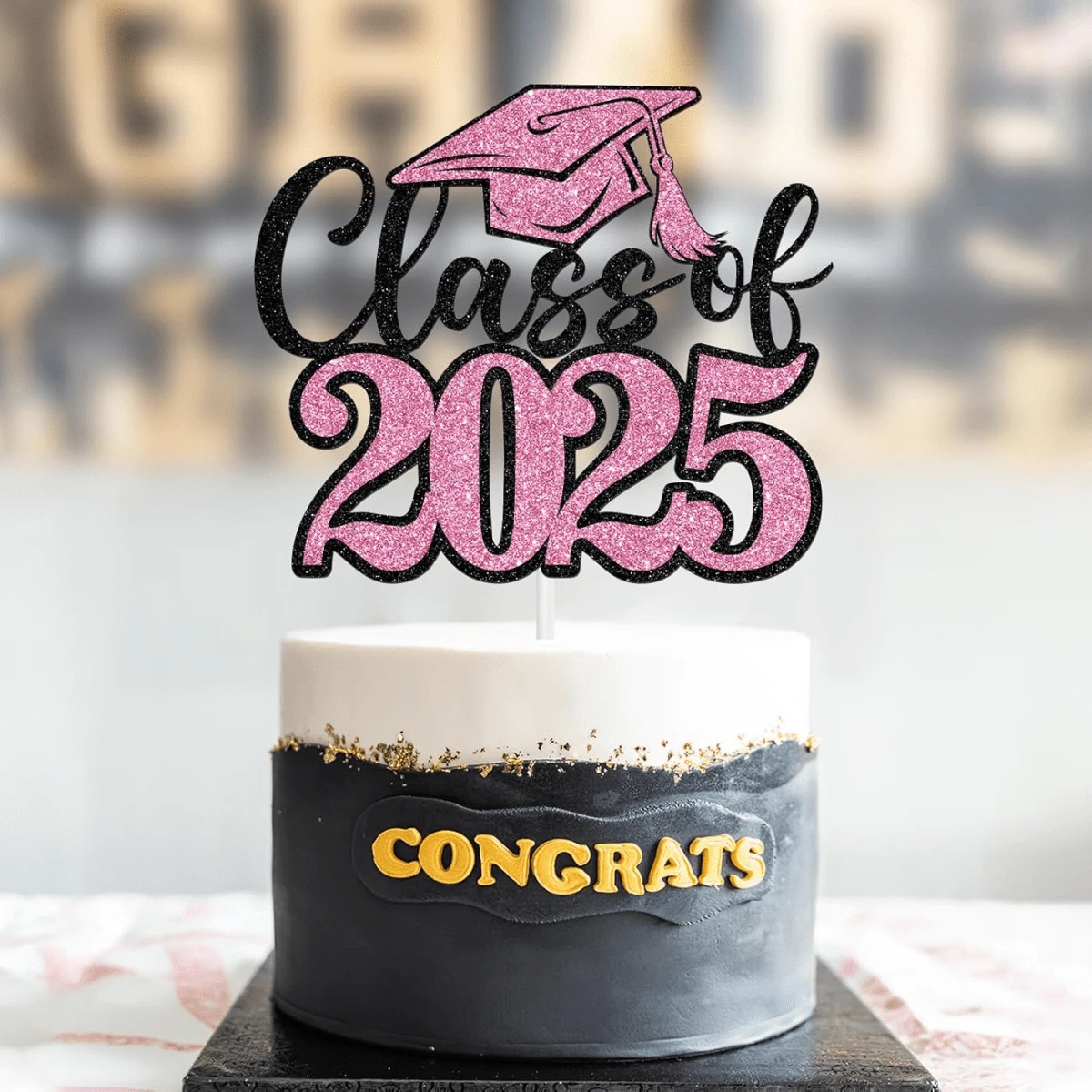 Toppers de cupcake de formatura de 2025, Toppers de cupcake de formatura com glitter da turma de ...