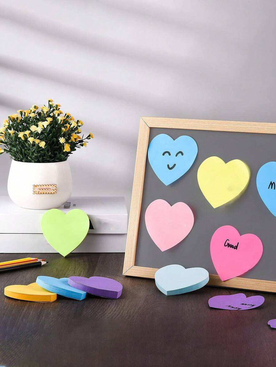 30 pièces Papier mémo coloré pratique avec autocollant en forme de cœur ...