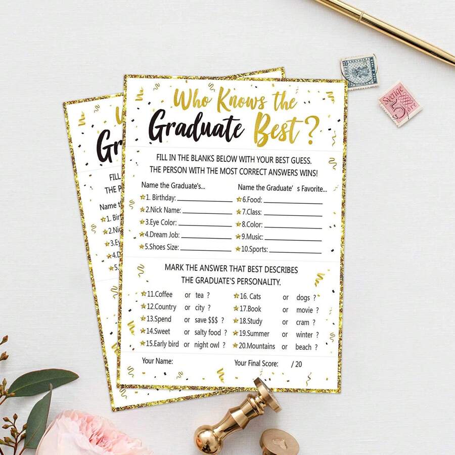 Who Knows Graduate Best Graduation Game Cards 2025 - Grad Party ...