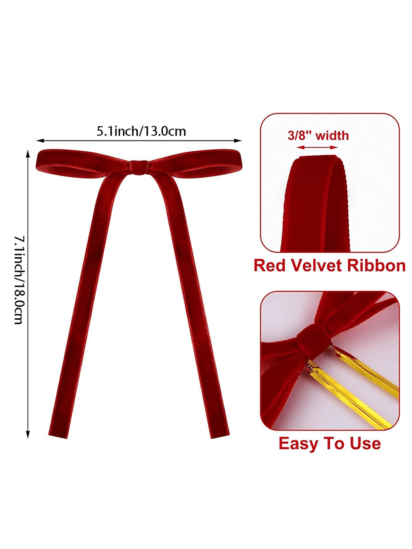 5 Pieces Vintage Velvet Bows - Great For Tree Ornaments, Country Crafts ...