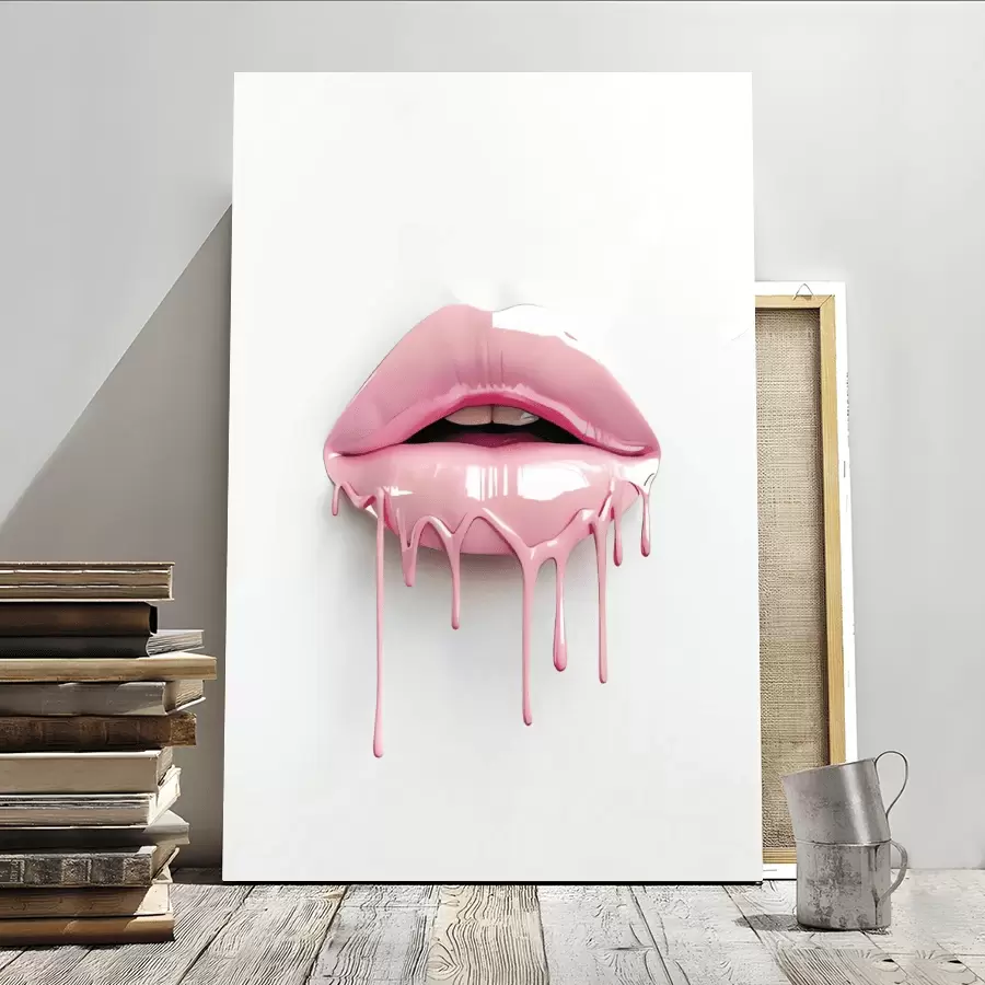Pink Drip Lips Girl Preppy Decor Wall Art Print Apartment Wall Art Girl ...
