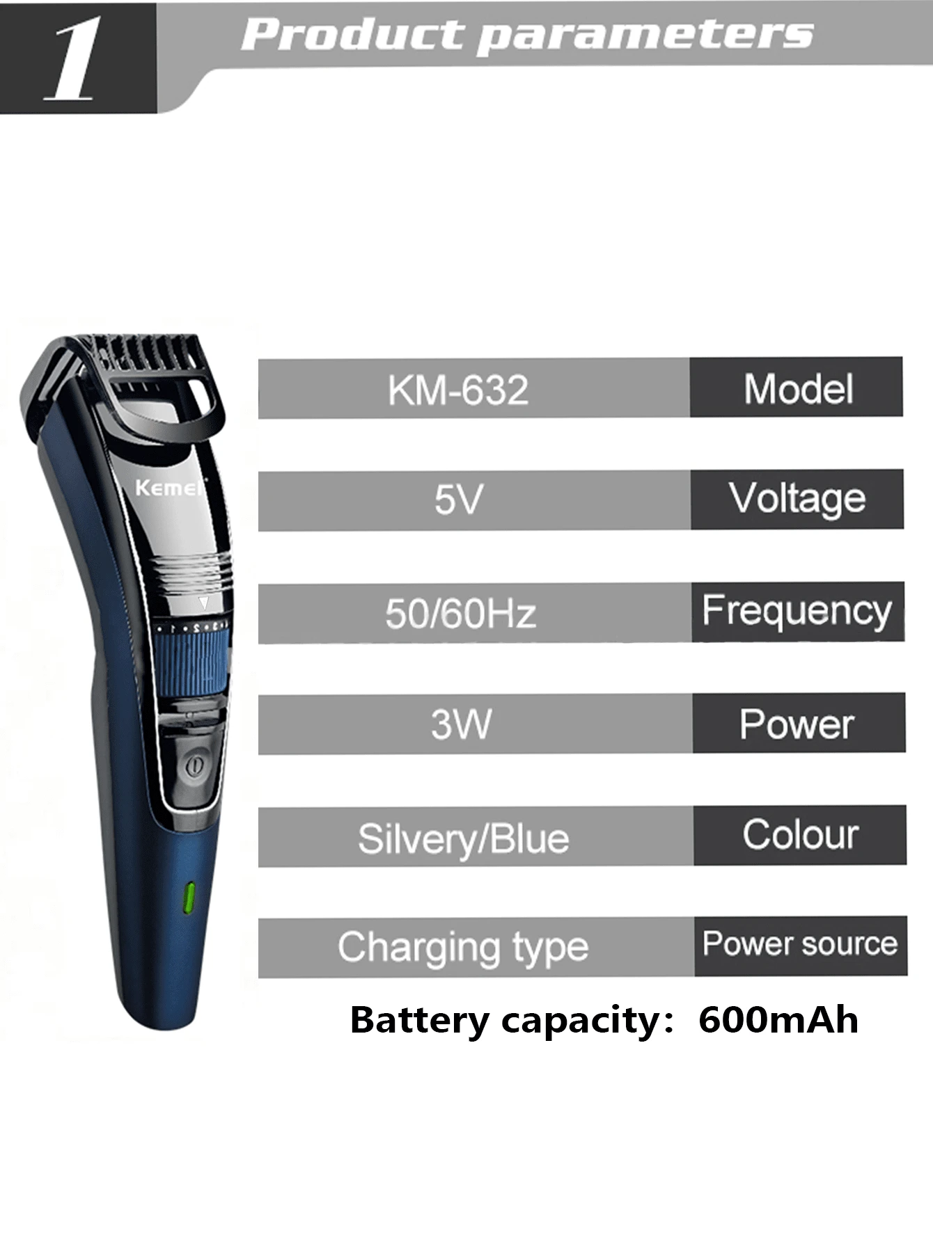 Kemei KM-632 Men Electric Shaver Professional Beard Trimmer For Men ...