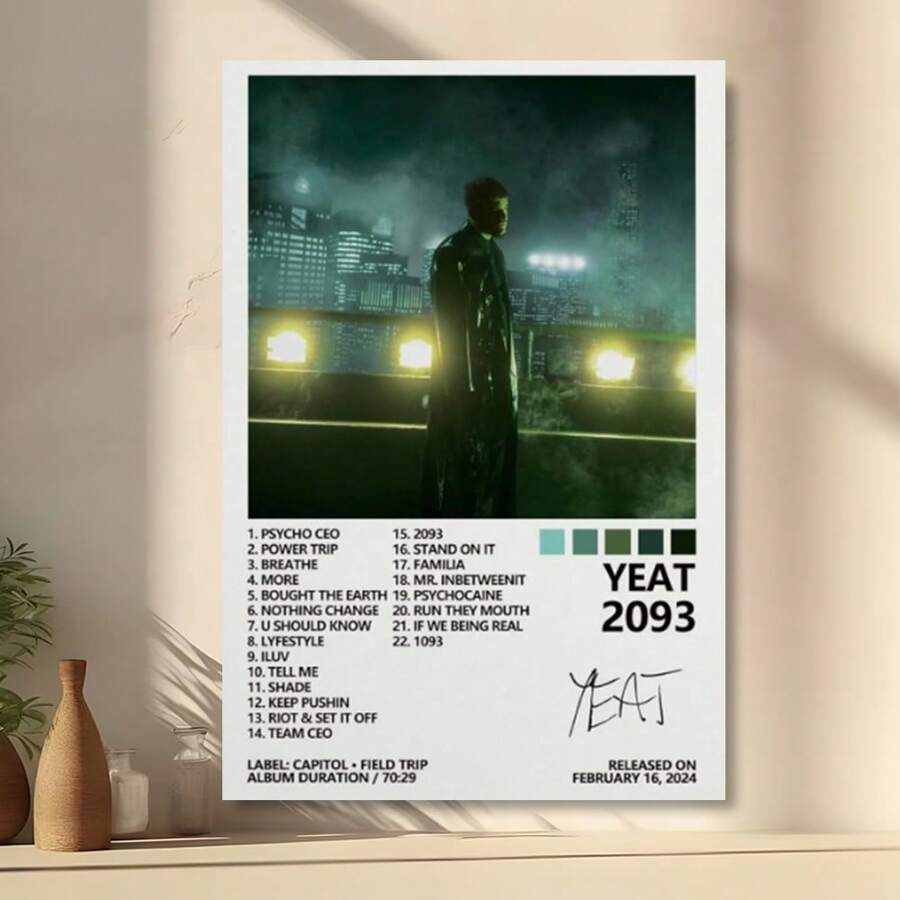 Framed Ye At Poster 2093 Music Album Cover Poster Posters For Room Aesthetic Canvas Wall Art ...