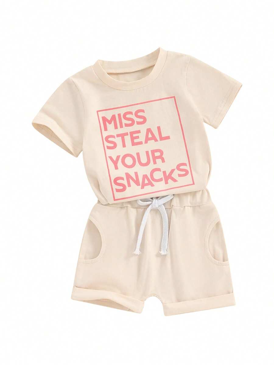 Toddler Baby Girl Clothes Letter Print Short Sleeve Tshirt And Shorts Set Cute Summer Outfits ...