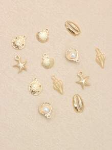 12pcs Zinc Alloy Shell, Starfish, Seashell Ocean Elements DIY Pendant ...