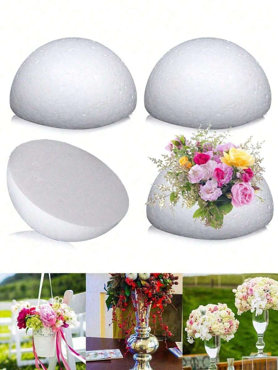 1/2/4/8pcs Solid White Polystyrene Foam Hemisphere DIY Material, For ...