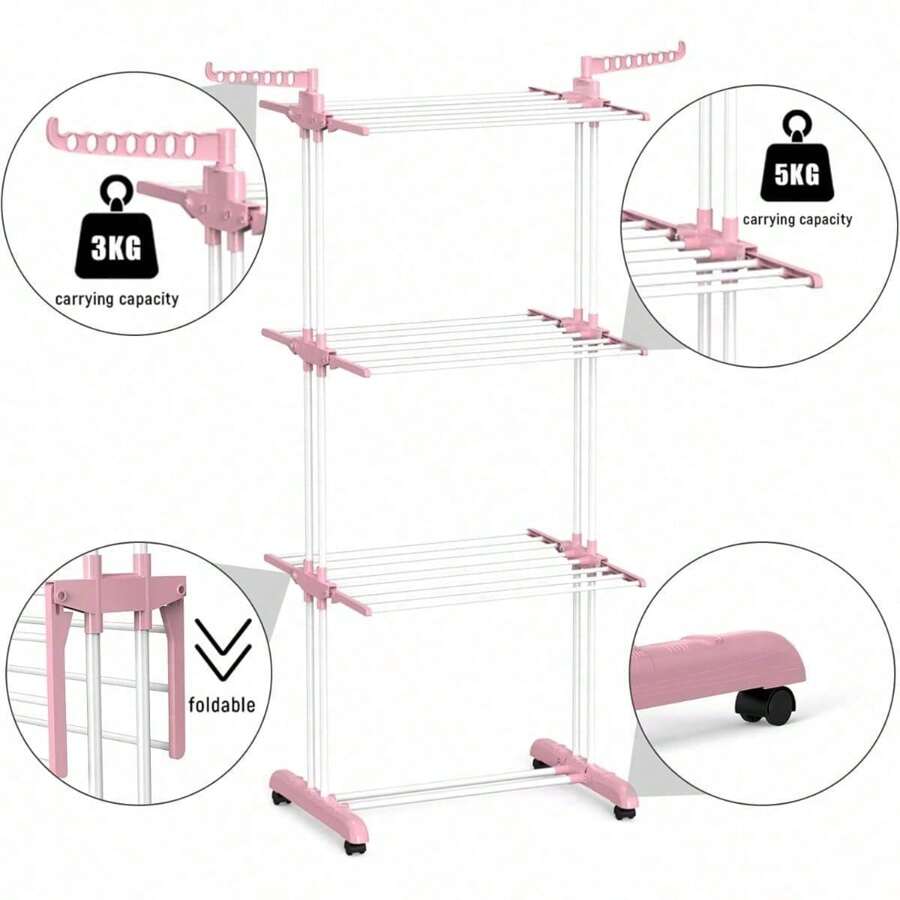 Clothes Drying Rack Folding Drying Rack Clothing 4 Tier Clothes Horses ...