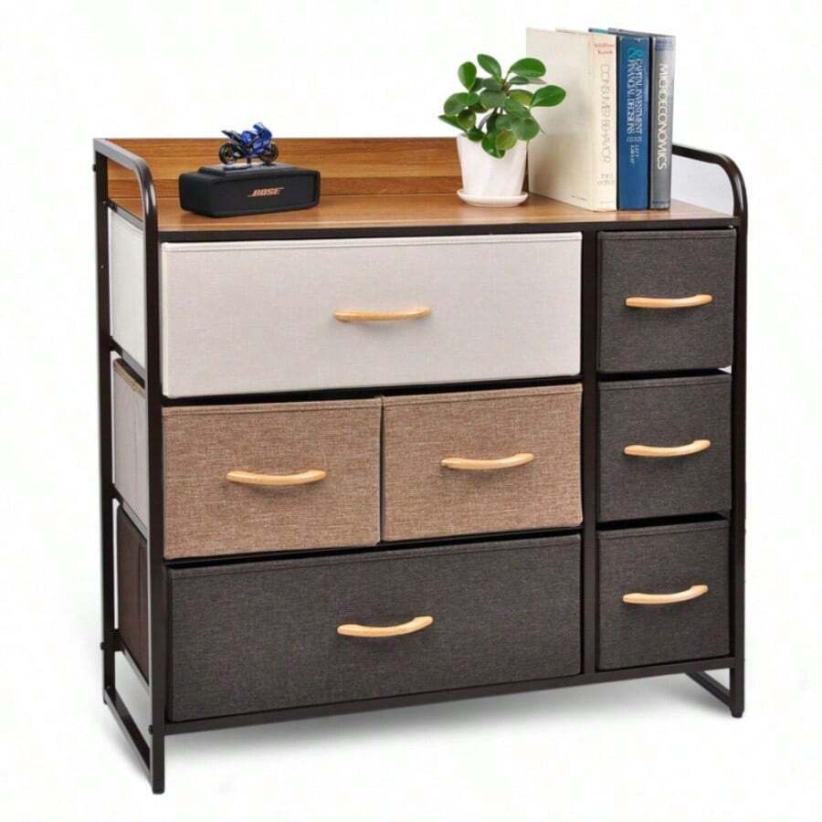 Chest Of Fabric Drawers Dresser Furniture Bins Bedroom Dresser Storage ...