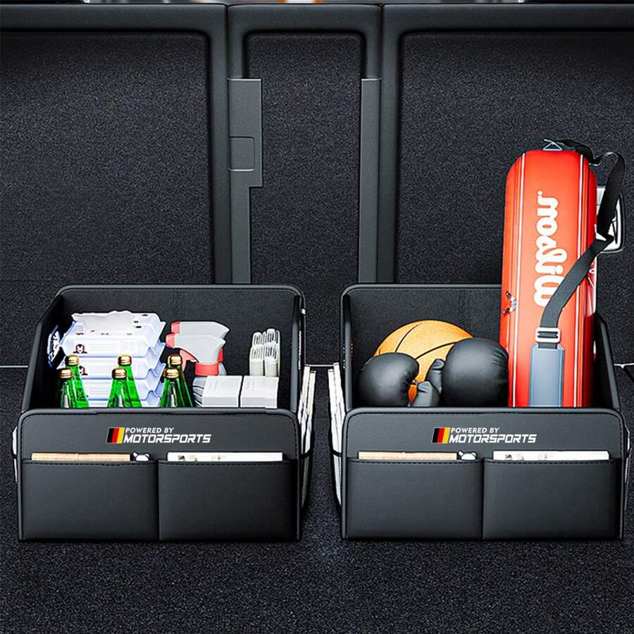 PU Couro Carro Porta-malas Dobrável Caixa Traseira Porta-malas Organizador Multiuso Para BMW 1 3 ...