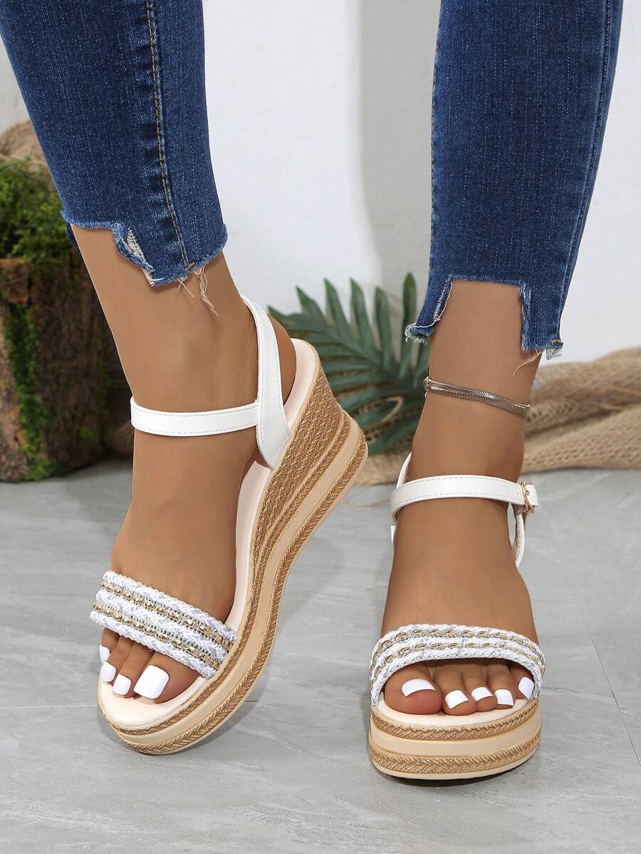 Women's Casual Platform Sandals - Open Toe Design, Ankle Strap, Summer ...