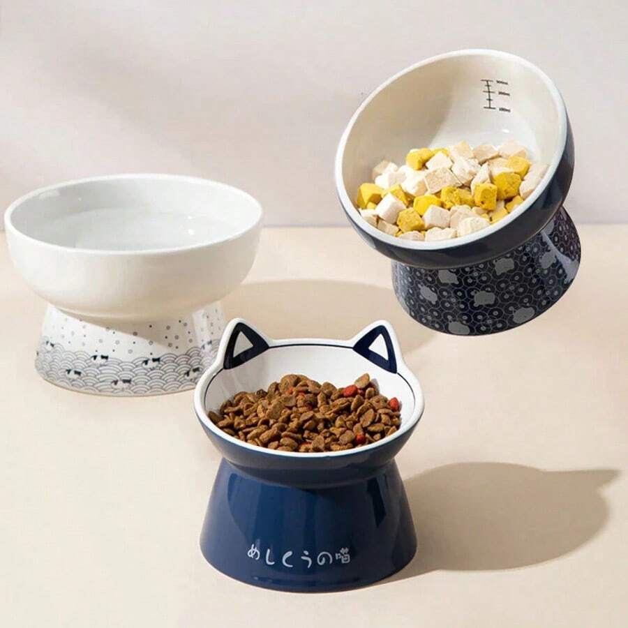 Style Cat Bowl Ceramic Double Bowl Anti Knock Food Bowl Dog Bowl Cat ...