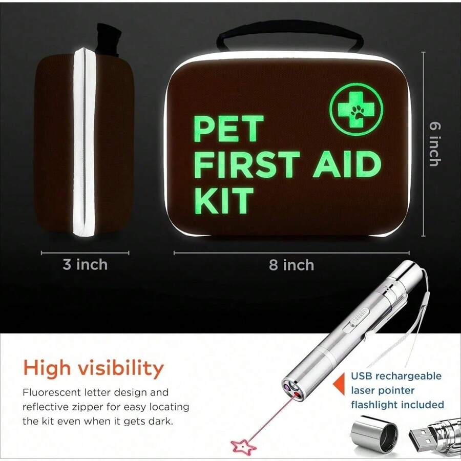 High Visibility First Aid Kit For Cats & Dogs - 108 Pcs With ...