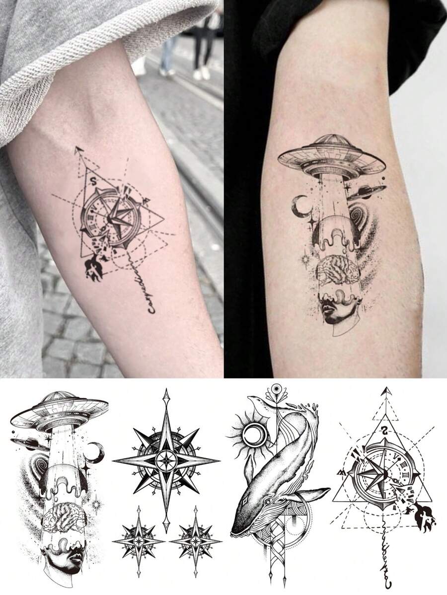 4 Sheets Small Size Body Art Temporary Tattoo Stickers For Men And ...