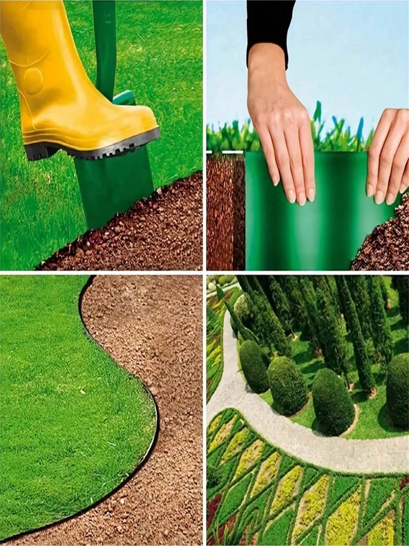 1pc Green Scalloped Garden Fence: 354.3 Inches Wave Lawn Edging Fence ...