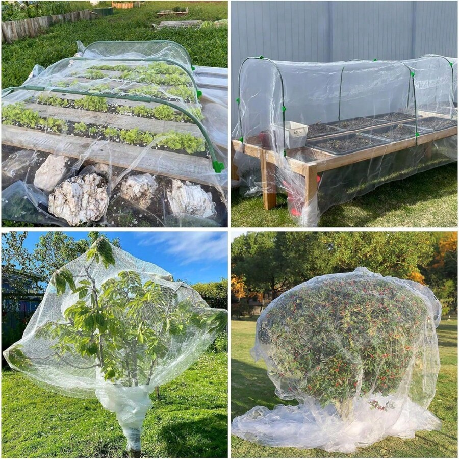 10x 50FT Garden Mesh Netting Kit Raised Beds (6 Pcs Garden Hoops & 18 ...