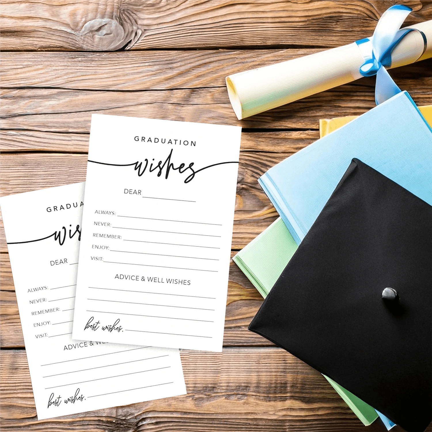 Minimalist Graduation Wishes Cards - 4X6" Advice & Wishes Cards, Grad ...