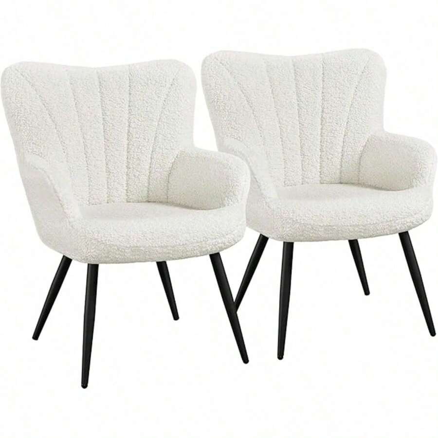 Boucle Accent Chair, Modern Fuzzy Sherpa Armchair, Upholstered Vanity ...